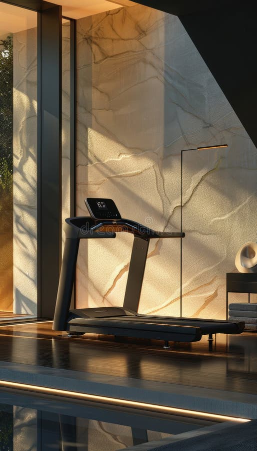 Modern High-Tech Treadmill in a Stylish Home Gym Setting for Fitness ...