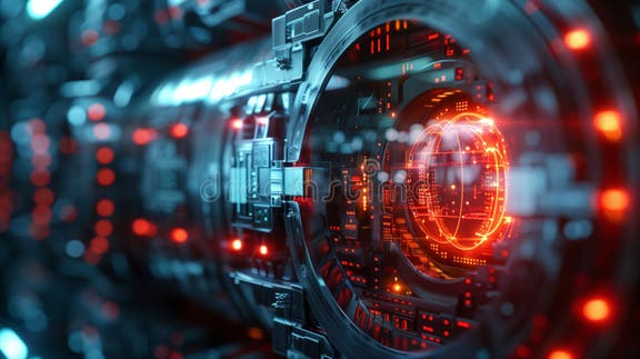 A High-tech Tunnel Interior with a Complex Holographic Interface and ...