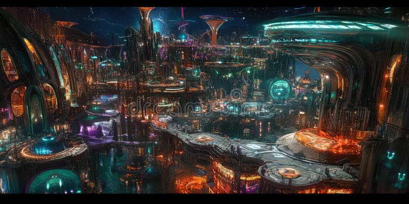 High-Tech Underground City with Glowing Elements for Futuristic Living, Urban Design, and Smart ...