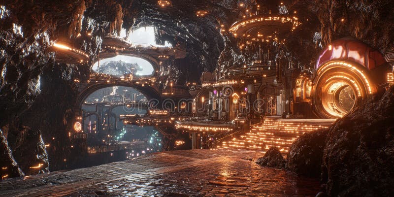 HighTech Underground City with Glowing Elements for Futuristic Living ...