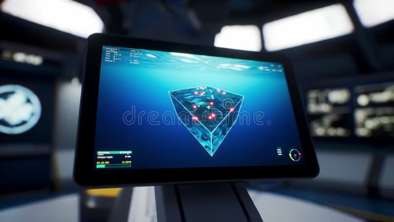 High-tech Underwater Exploration Display Showcasing a Digital Map of ...