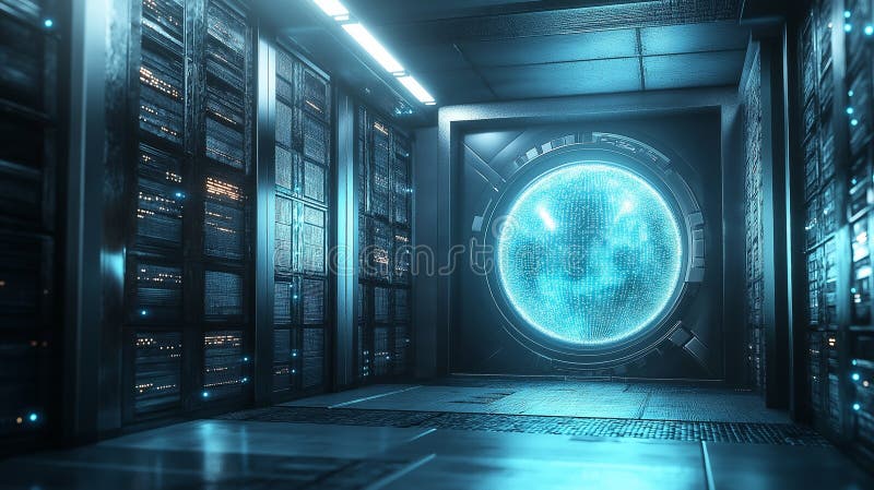 High-tech Vault Filled with a Glowing Digital Sphere, Symbolizing the ...