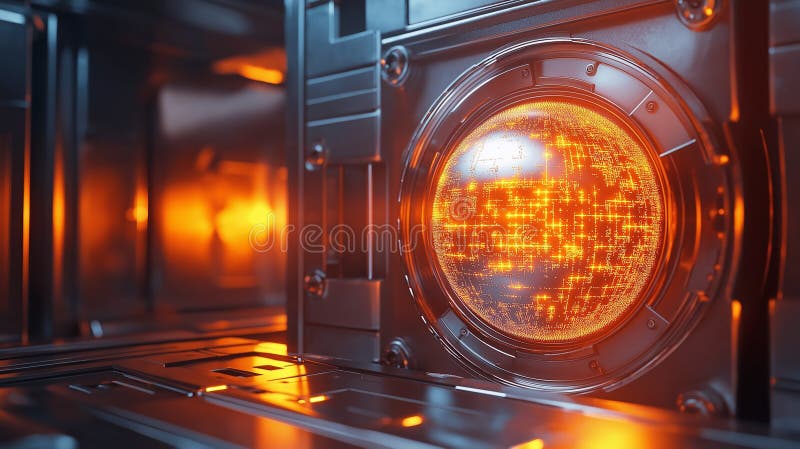 High-tech Vault Filled with a Glowing Digital Sphere, Symbolizing the ...