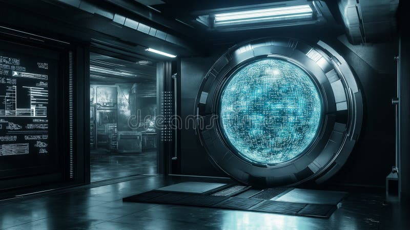 High-tech Vault Filled with a Glowing Digital Sphere, Symbolizing the ...
