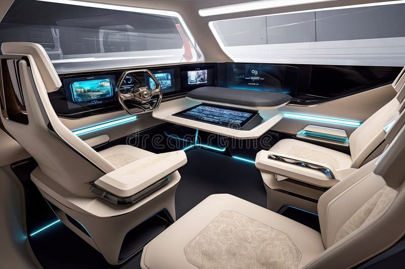 High-tech Vehicle Interior, with Touch Screen Displays and Holographic ...
