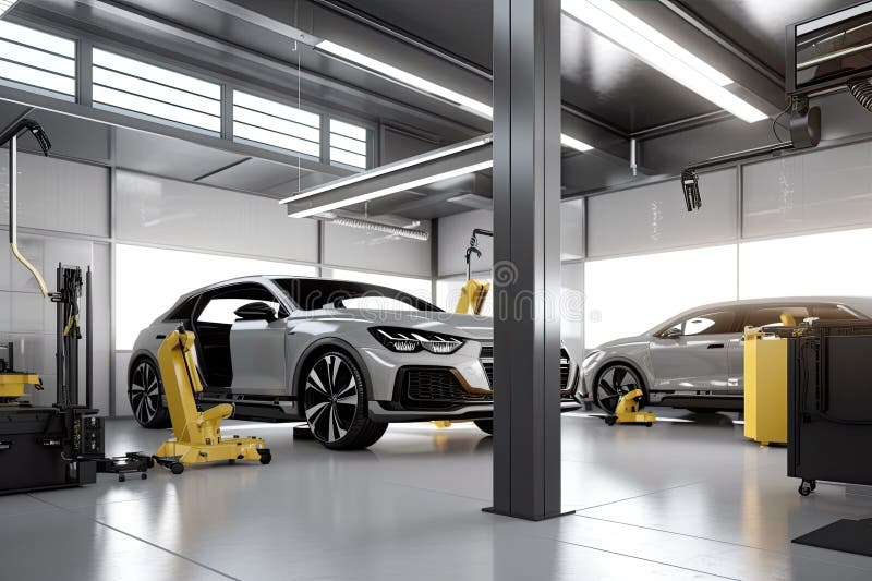 High-tech Vehicle Workshop, with Robots and Advanced Tools for ...