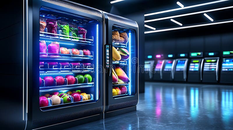 High-Tech Vending Machine with Calorie Counter Stock Illustration ...