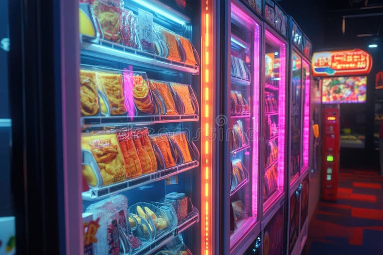 A High Tech Vending Machine Dispensing 3D Printed Snacks in a Neon ...