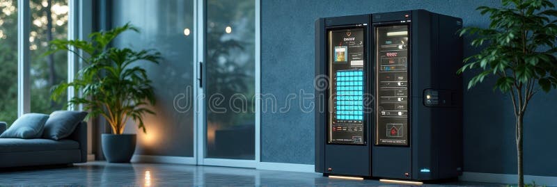 High-tech Vending Machine in Modern Interior with Ambient Lighting ...
