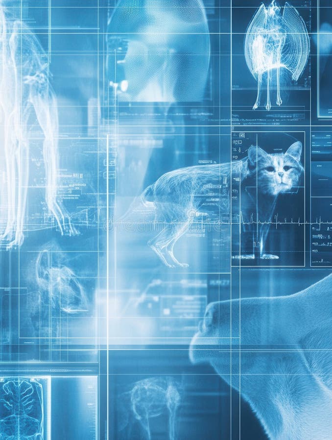 High-tech Veterinary Diagnostics Background Featuring Pet Scans with ...