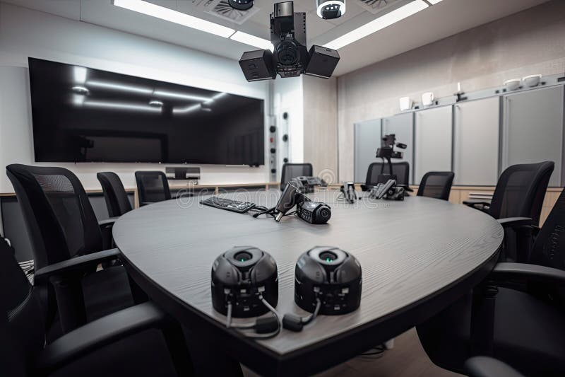 High-tech Video Conference System with Multiple Cameras and Microphones ...