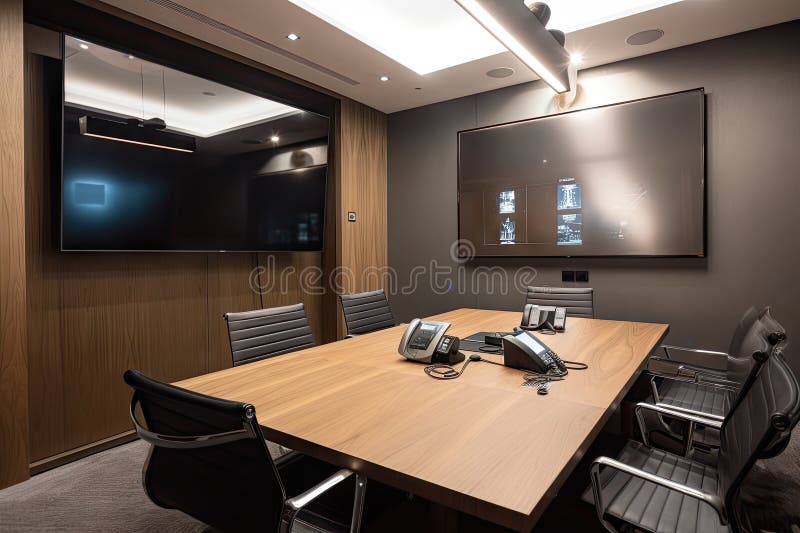 High-tech Video Conferencing System, with Large Flat Screen Monitor and ...