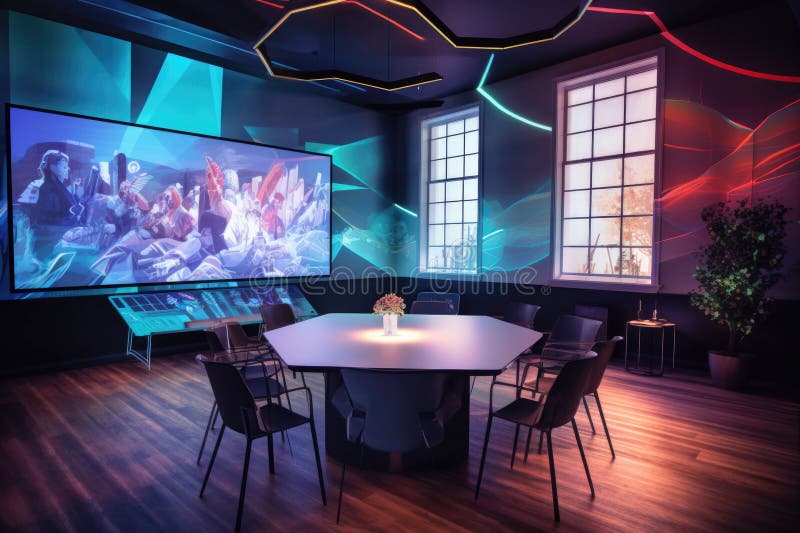 High-tech Virtual Meeting Room with Projection Mapping Stock ...