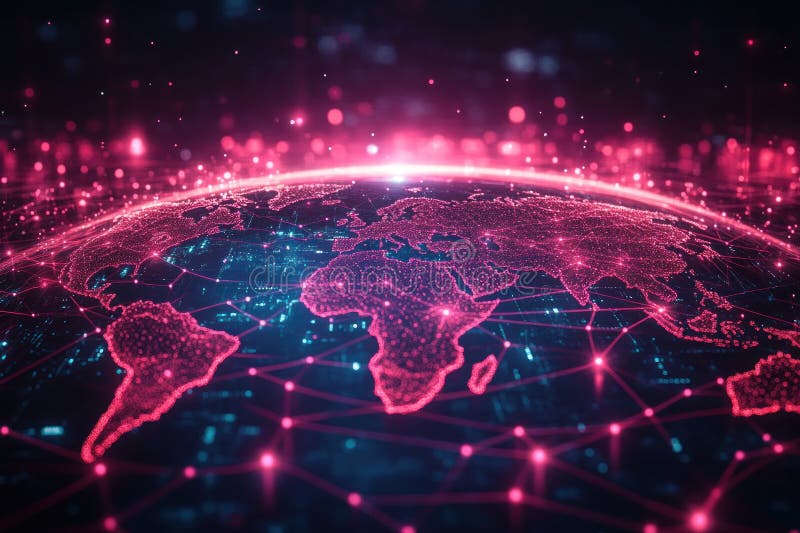 A High Tech Visual of WAN Setup Showing Digital Representation of Earth ...