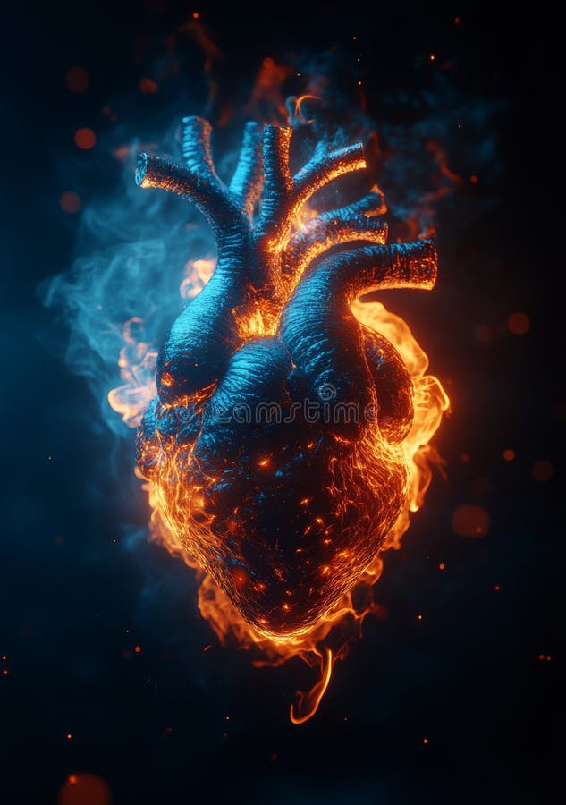 A High-tech Visualization of a Human Heart with Glowing Anatomical ...