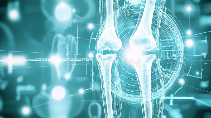 High-tech Visualization of a Human Knee Joint Highlighting Anatomical ...