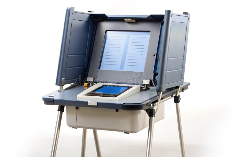 High Tech Voting Booth with a Touchscreen Interface, Highlighting ...
