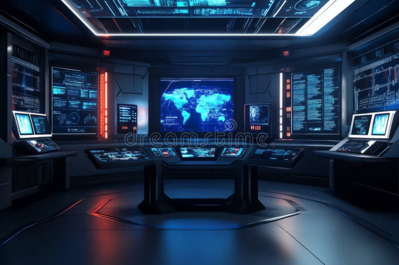 A High-tech VR Simulation Chamber 3D Background Room with Massive ...