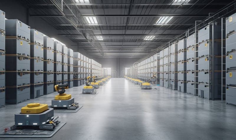 The High-tech Warehouse, Buzzing with Automated Robots Stock ... The High-tech Warehouse, Buzzing with Automated Robots Stock ...
