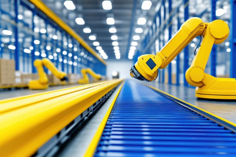 Automated Conveyor System Warehouse Logistics Modern Factory Industrial Design Efficient ...