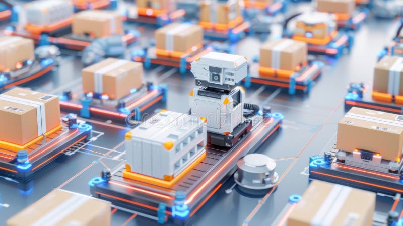 High-tech Warehouse with Robots Sorting Packages for Efficient ...