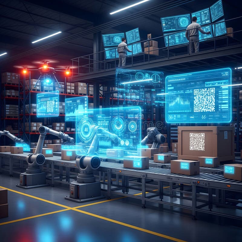 Smart Logistics: AI-Powered Automation and Supply Chain Management Stock Illustration ...