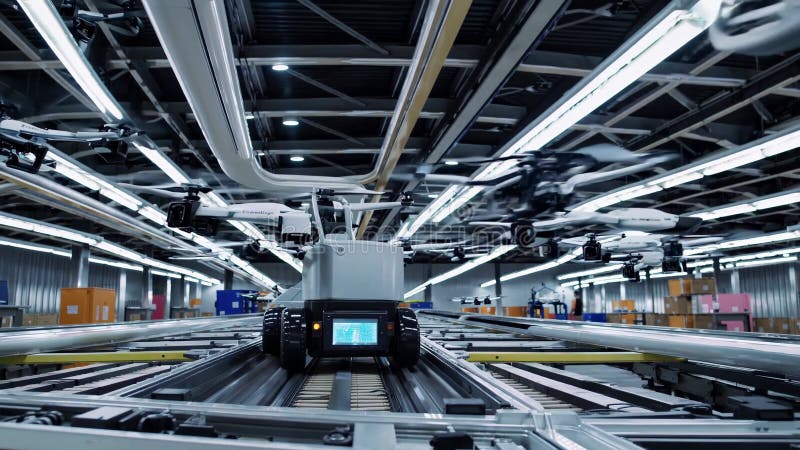 High Tech Warehouse Utilizing Automated Guided Vehicles and Drones for ...