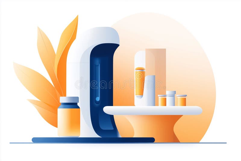 High-tech Water Dispenser Stands on Countertop beside Nutrition Bottles ...