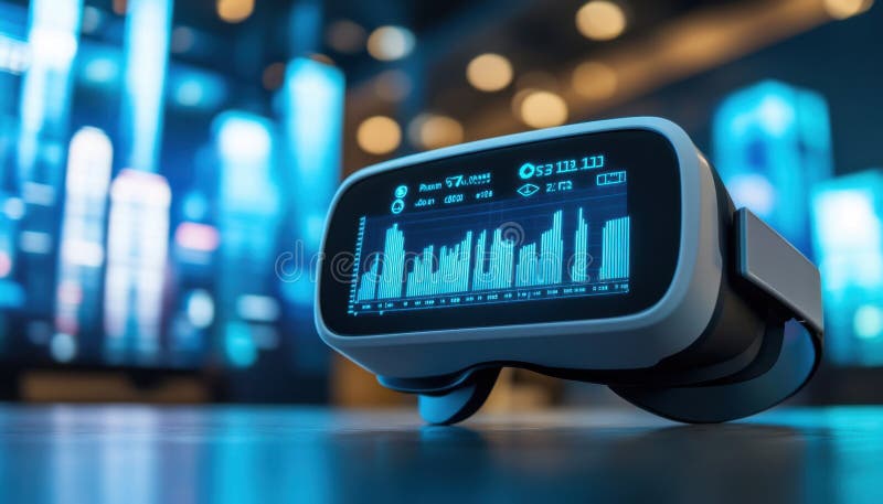 High-tech Wearable Device Displays Data Analytics in a Modern Workspace ...