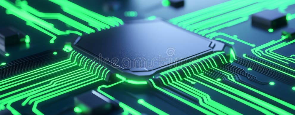 A High-tech Web Design Backdrop Featuring Green and Blue Circuit ...