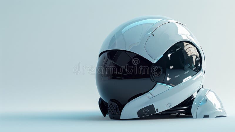 A White Scifi Helmet with Blue LED Lights Provides a Modern and ...