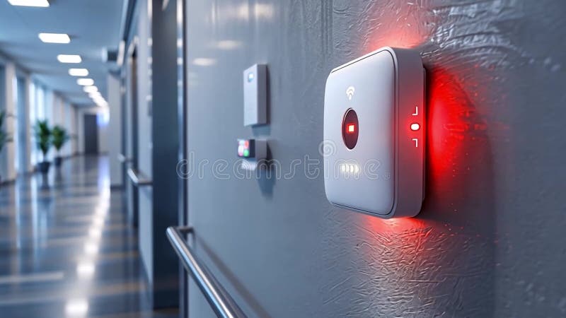 High-tech Wi-Fi Access Point Installed in a Modern Building Corridor ...