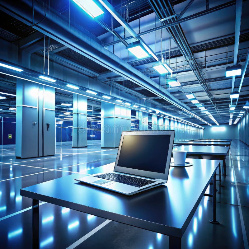 High-tech Workspace with Laptops in a Modern, Well-Lit Facility ...