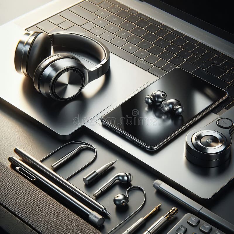 High-tech Workspace with Modern Gadgets and Sleek Design Stock Photo ...