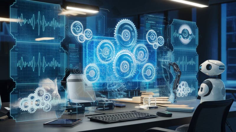 A High-tech Workspace Scene 2 Stock Illustration - Illustration of ...