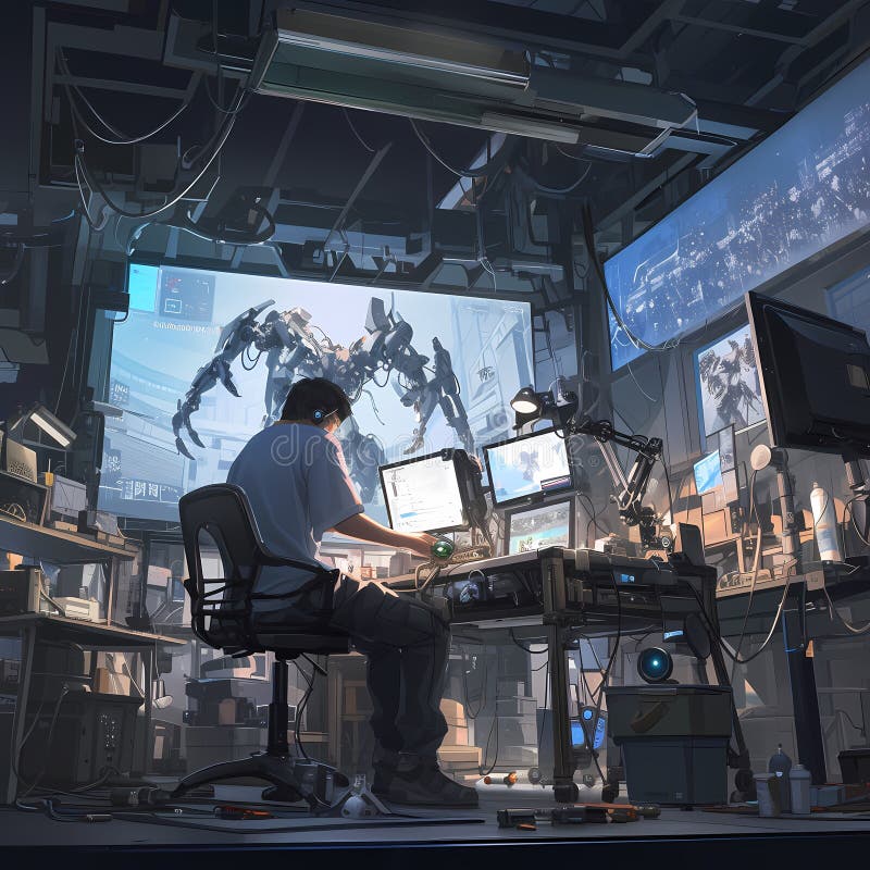 High-Tech Workspace: Ultimate Focus in Futuristic Environment Stock ...