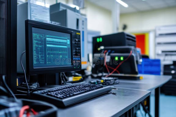 High-tech Workstation in a Modern Laboratory with Advanced Computer ...