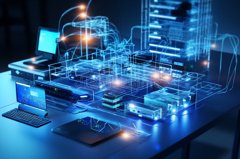 High Technological Network Equipment in Futuristic Data Server Room ...