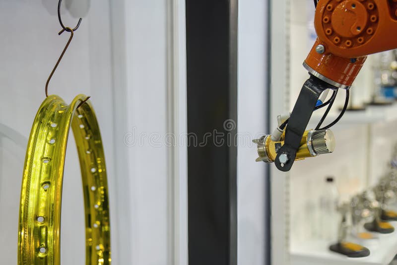 The High Technology Automotive Paint Work with Painting Robot Stock ...