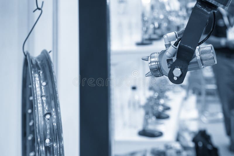 The High Technology Automotive Paint Work with Painting Robot Stock ...