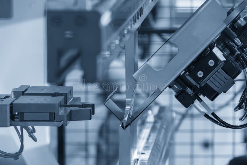 High Technology Bending Machine Operation Robotic System Light Blue ...