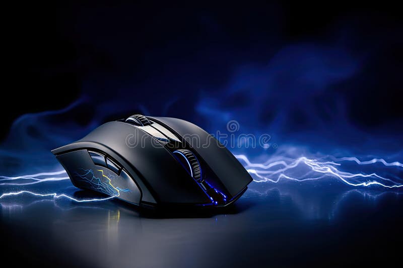 High Technology Computer Gaming Mouse Dark Blue Tone Stroke Lightning ...