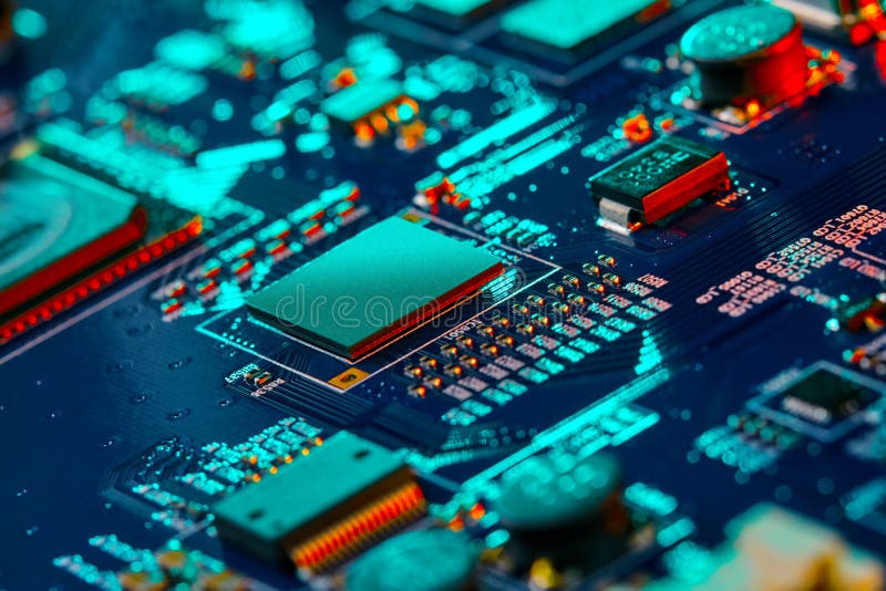 Electronic Circuit Board Close Up. High Tech Circuit Board. Stock Photo ...