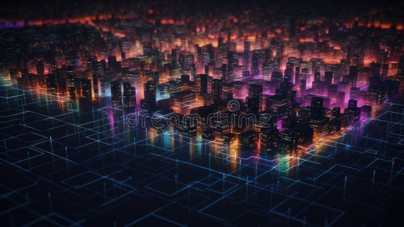 High Technology Data Network Color Grids, Generative AI Stock ...