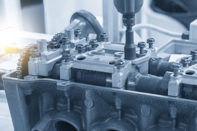 The High Technology Engine Parts Assembly Process by Power Spanner ...