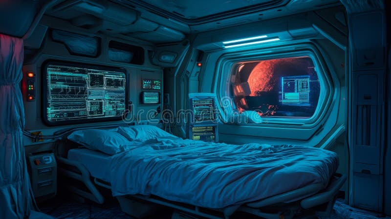 A High-technology Intensive Care Unit Bed in a Futuristic Hospital ...