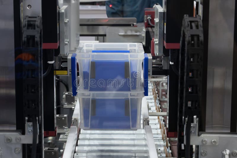 The High Technology Material Handling Process by Plastic Container Box Stock Photo - Image of ...