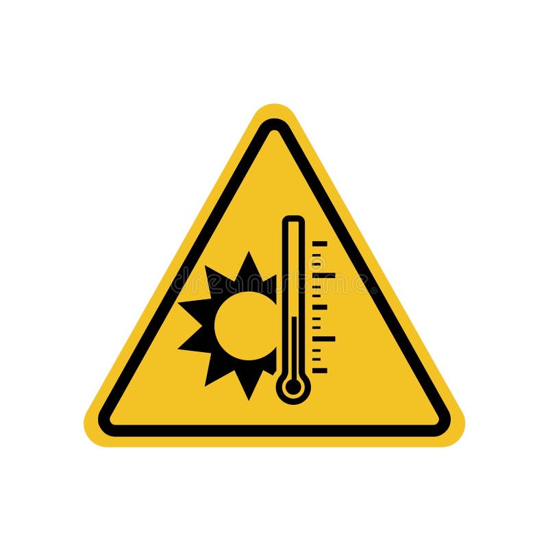 High Temperatur Warning Sign on Yellow Triangle Board. Stock Vector ...