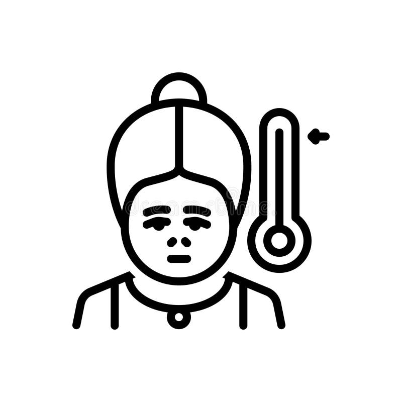 Black Line Icon for High Temperature, Fever and Illness Stock ...