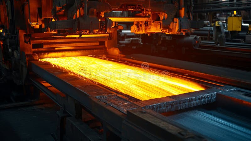 High-Temperature Steel Processing with Sparks Flying from Heavy ...